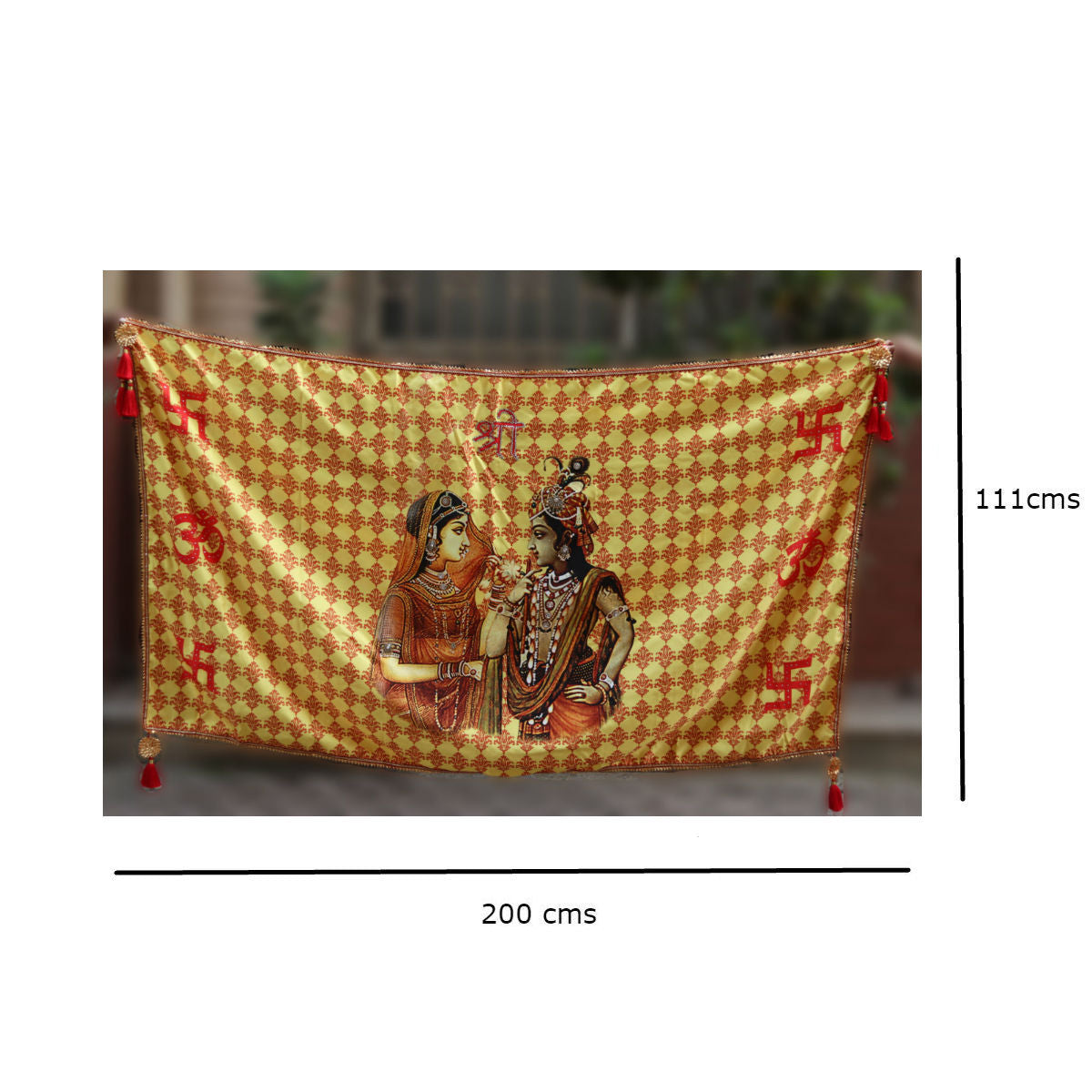 Radha Krishna Antarpat with Yellow Background – Kavya Creations